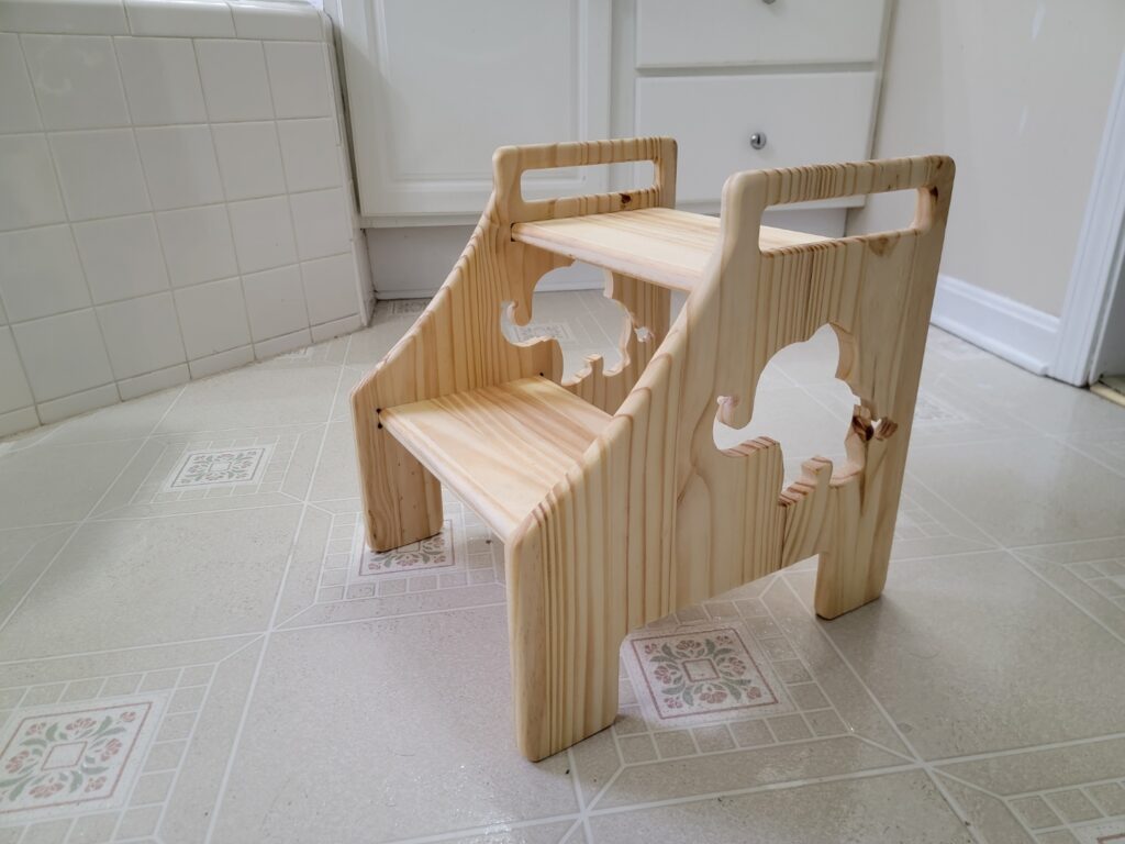 Wooden Step Stool for Toddler with Cute Elephant Cutout - Handcrafted ...